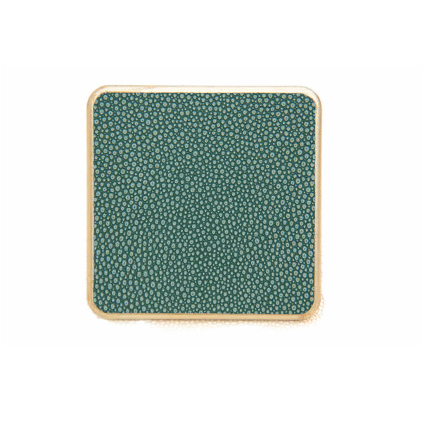 Faux Shagreen Square Coaster Forest Green With Gold Leaf Trim – Rarity ...