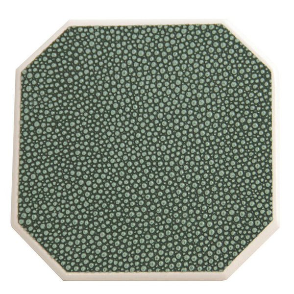 Faux Shagreen Cut Corner Coaster Forest Green – Rarity-Giftware